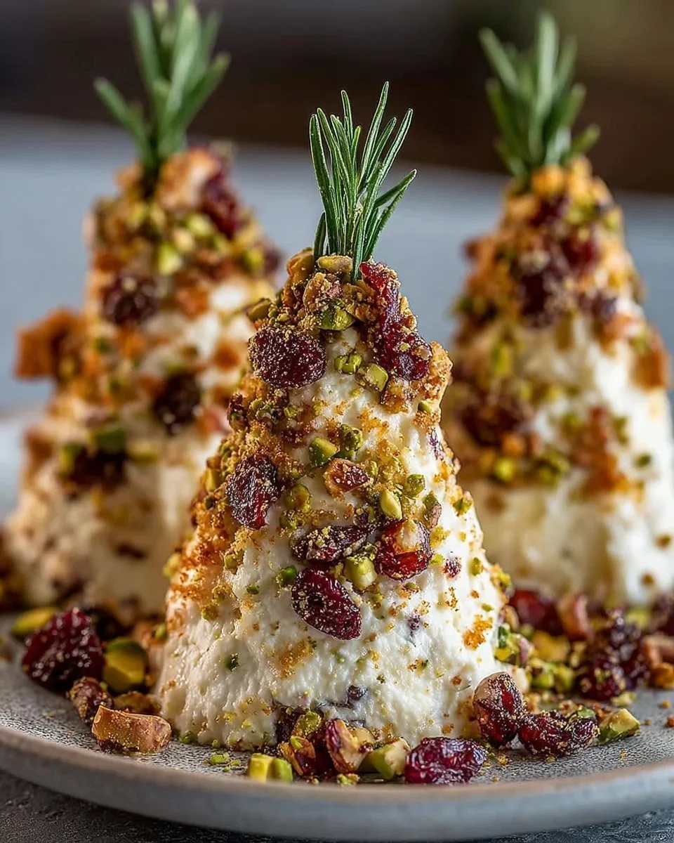 Festive Pistachio Cranberry Holiday Cheese Trees
