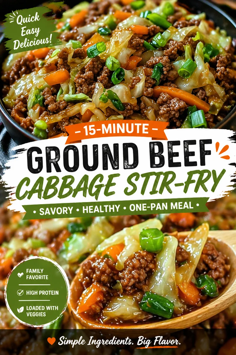 Healthy Chinese Ground Beef & Cabbage Stir Fry